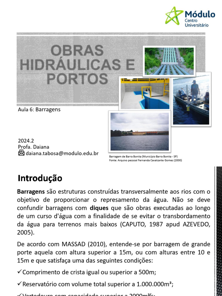Ohp 2024.2 Aula6 Barragens | PDF