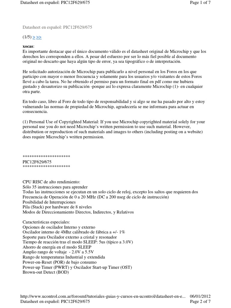 Pic 12F675 | PDF | Poco | Memoria flash