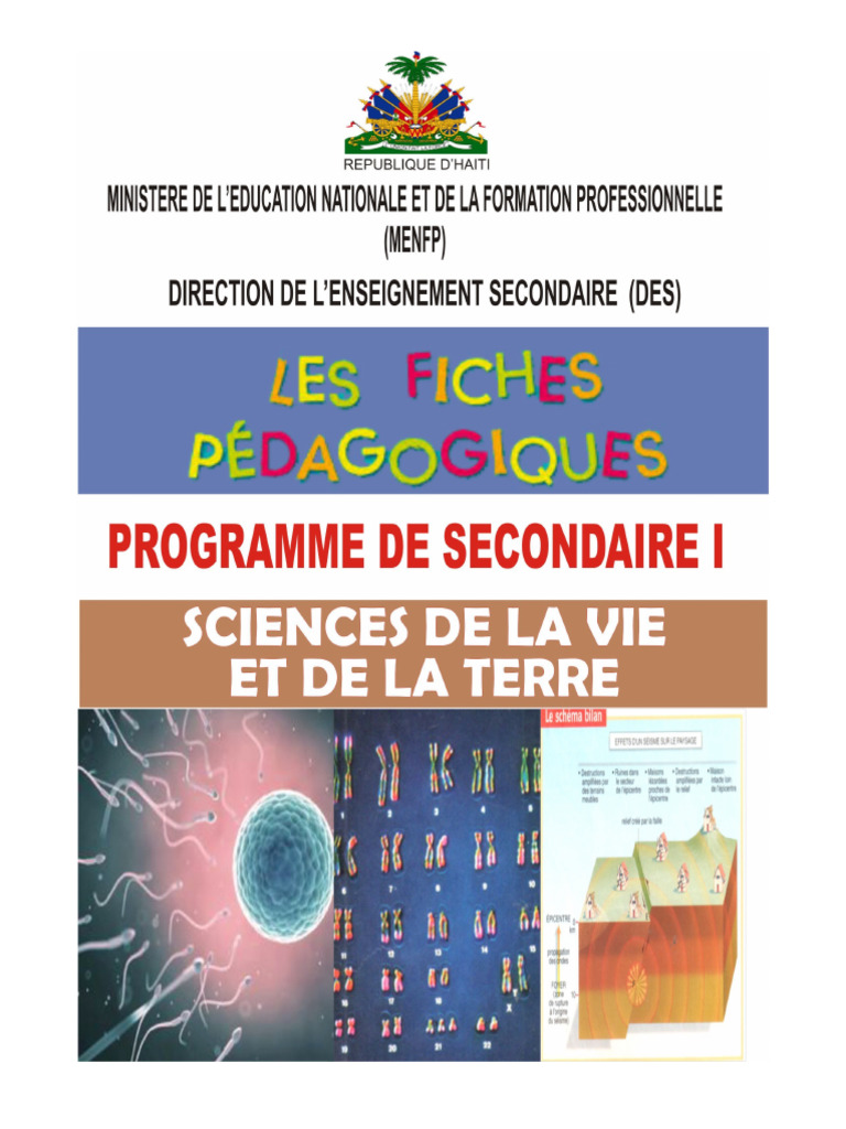 Fiches Pedagogiques SVT Secondaire I - Août 2016 | PDF