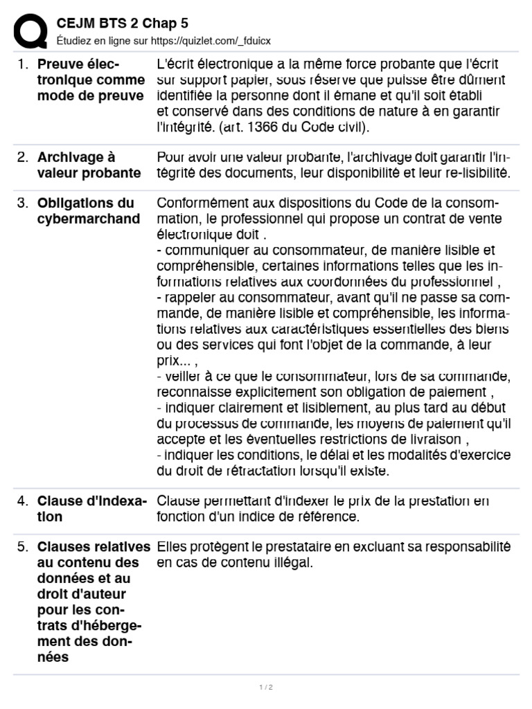 CEJM - BTS 2 - Thème 4 Chap 5 Voca | PDF