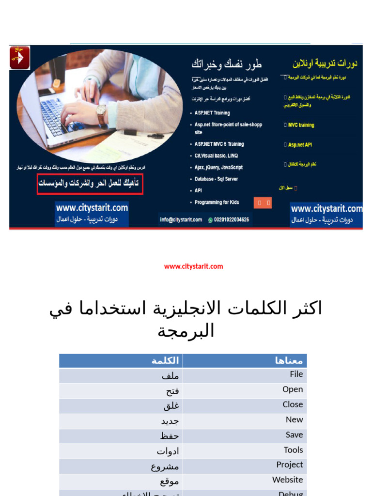 Arabic English Programming Words | PDF