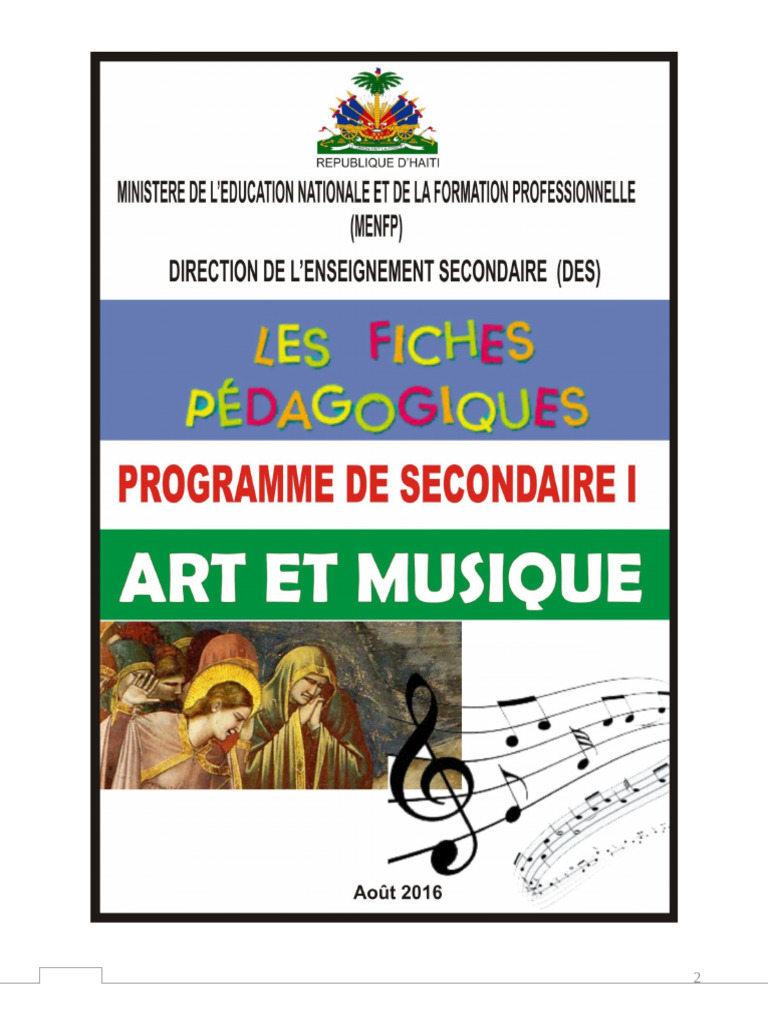 Fiches Pédagogiques Arts Plastiques Et Musique Secondaire I-Août 2016 | PDF