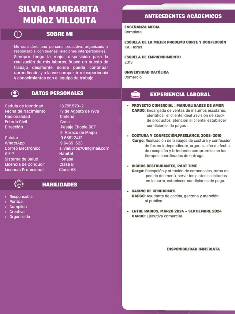 Curriculum Vitae Silvia Muñoz (1) | PDF