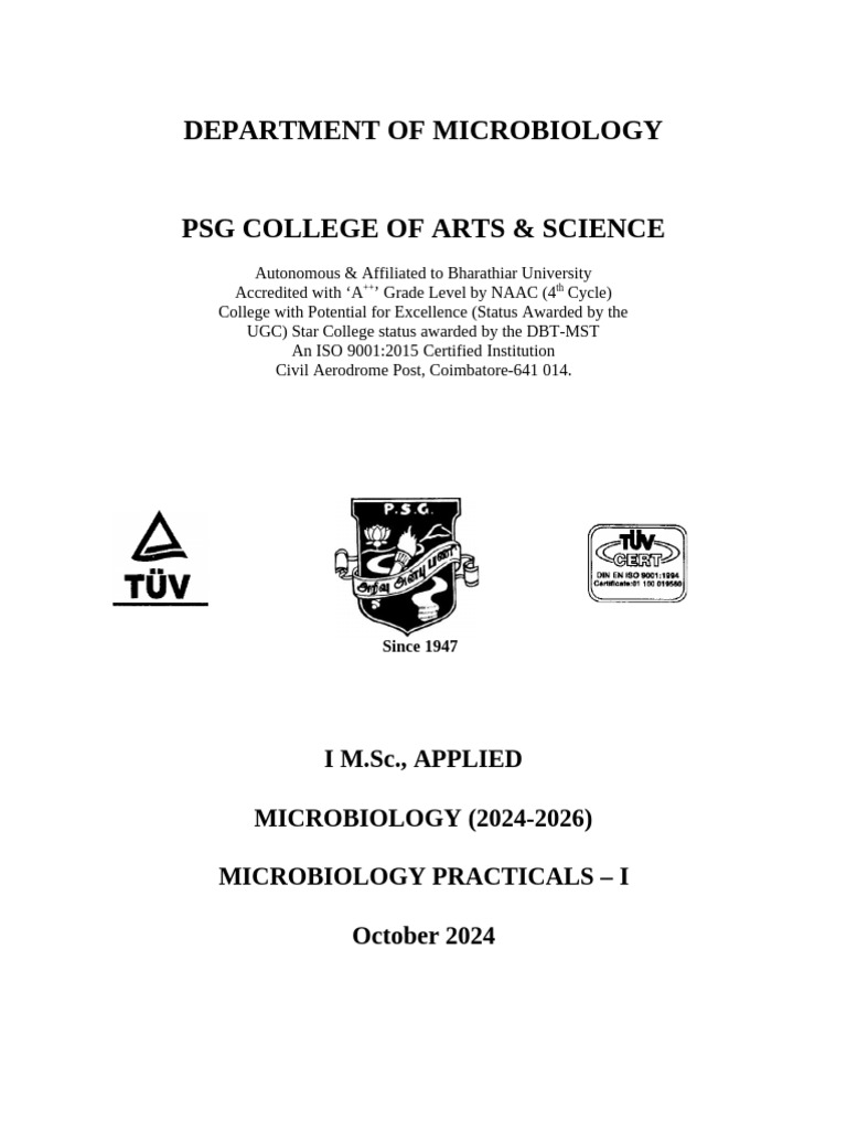 Microbiology Practicals - I Record Book | PDF