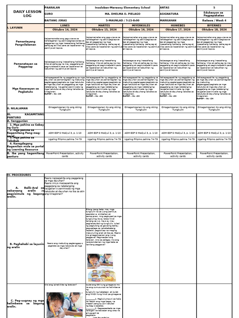 DLL Esp Quarter 2 Week 4 | PDF
