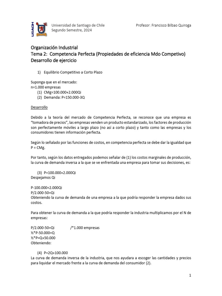 OI Ejercicios Competencia Perfecta 576840 | PDF