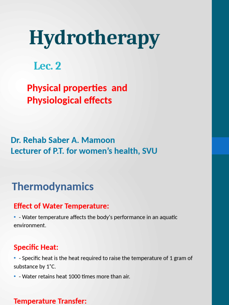 Hydrotherapy Lec 1 | PDF