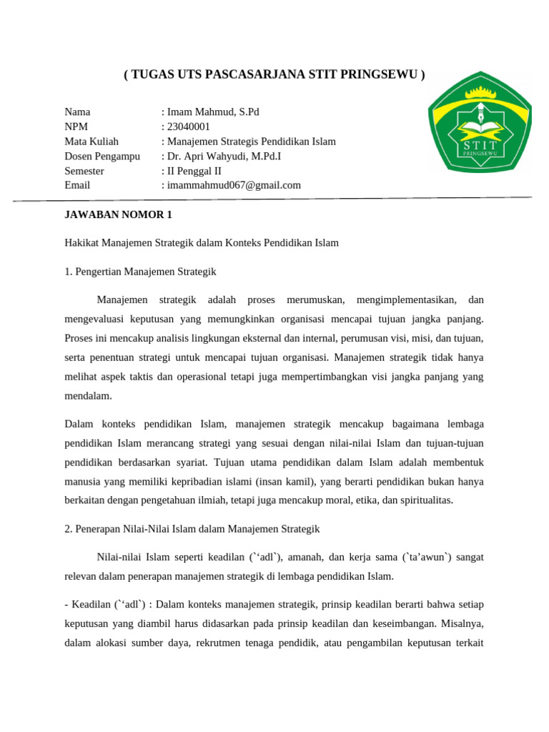 Tugas Uts Imam Mahmud | PDF