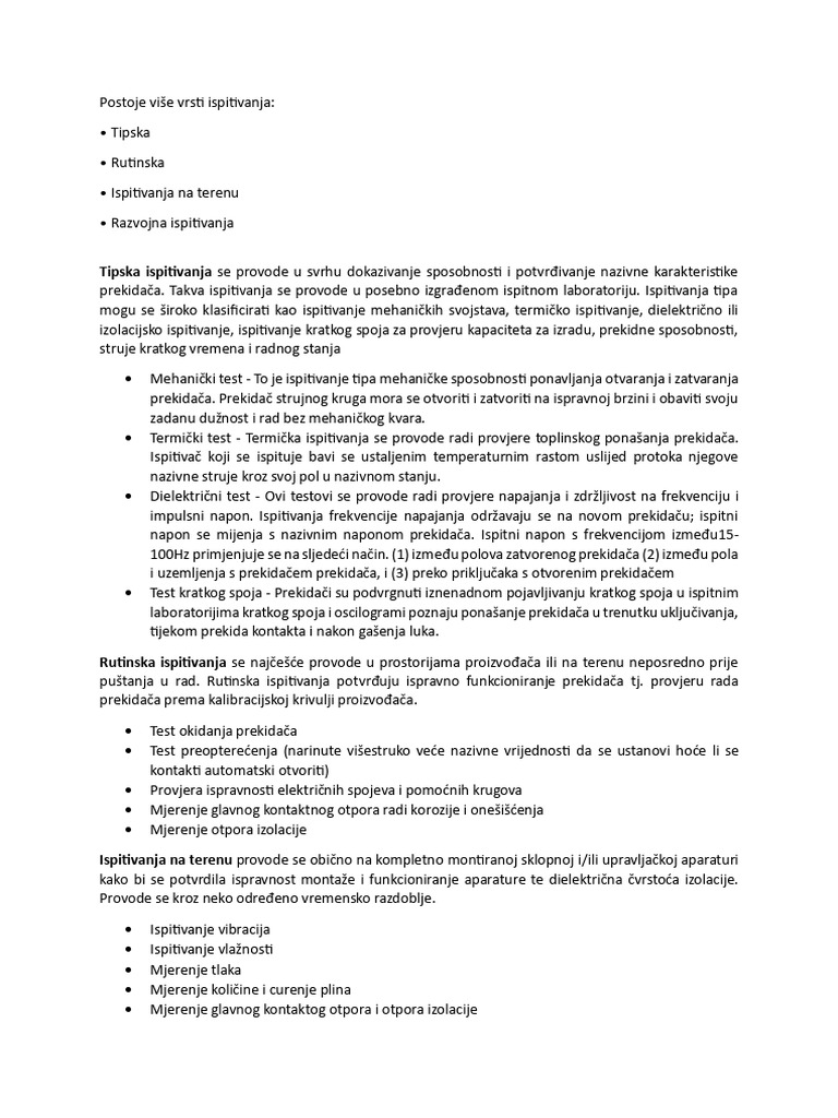 Ispitivanja VN Prekidaca | PDF