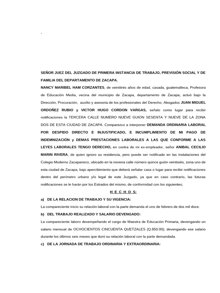 DEMANDA Nancy Ham | PDF