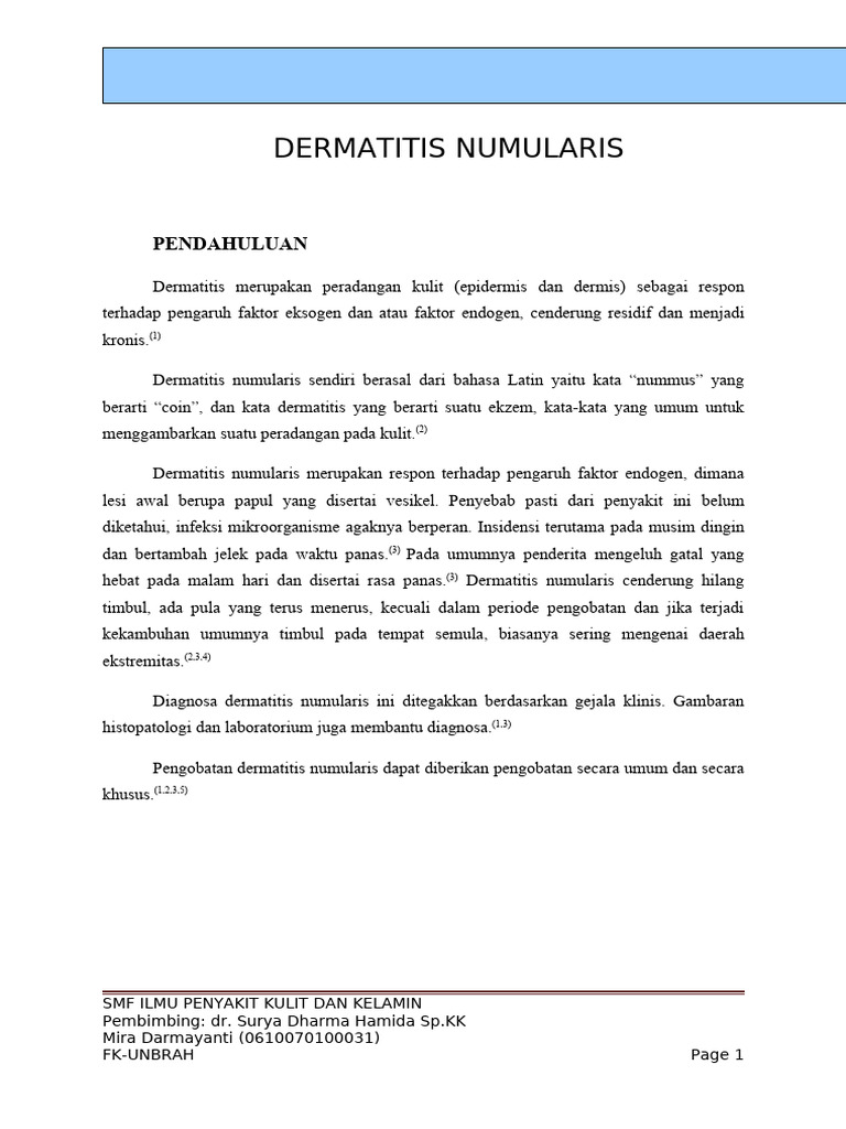Dermatitis Numularis | PDF