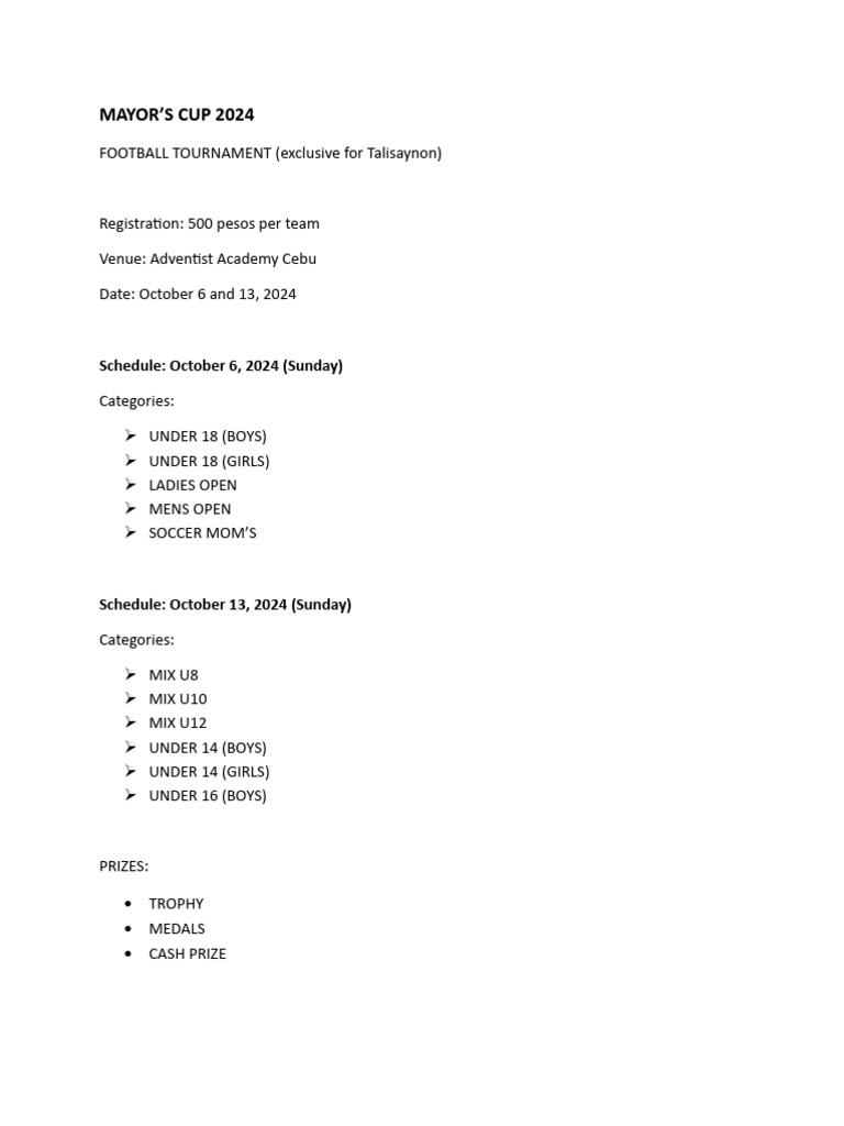 Mayor's Cup 2024 | PDF