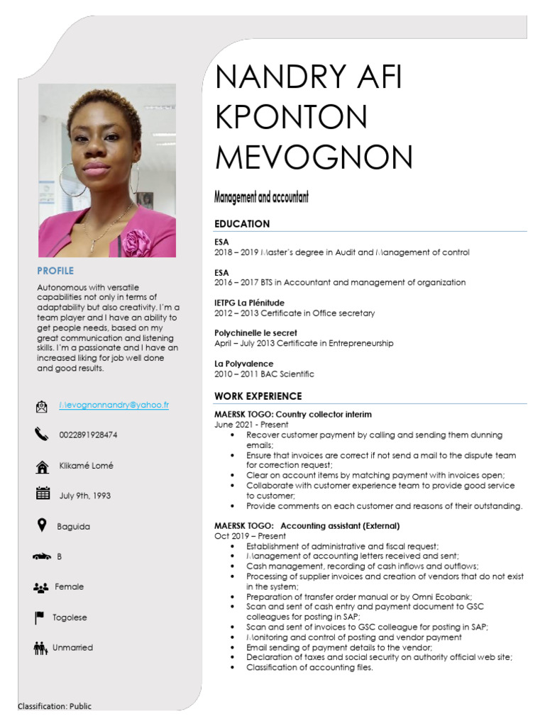 CV Nandry Afi Kponton Mevognon | PDF