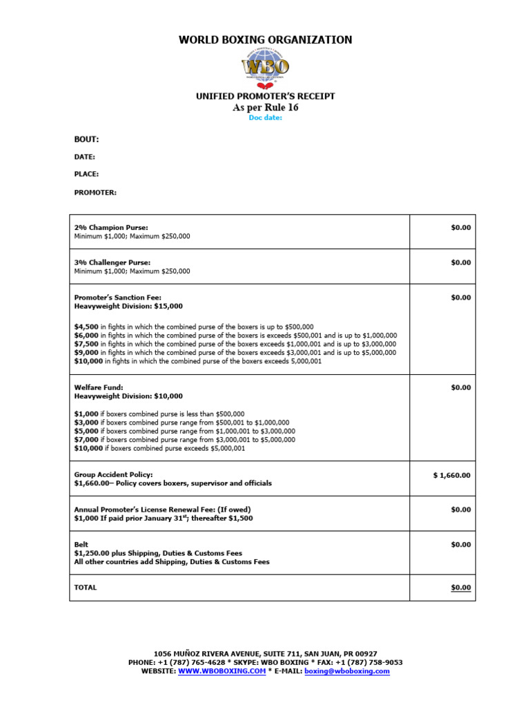 Wbo Unified and Unification Promoter Receipts | PDF