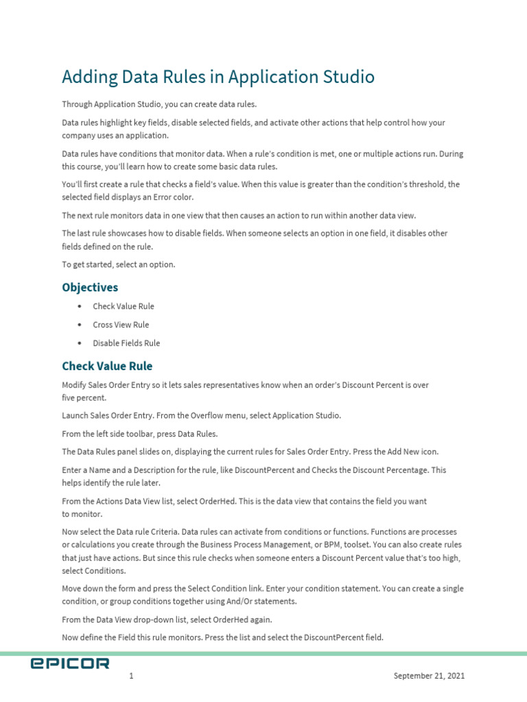 Adding Data Rules in Application Studio_Transcript_2 | PDF