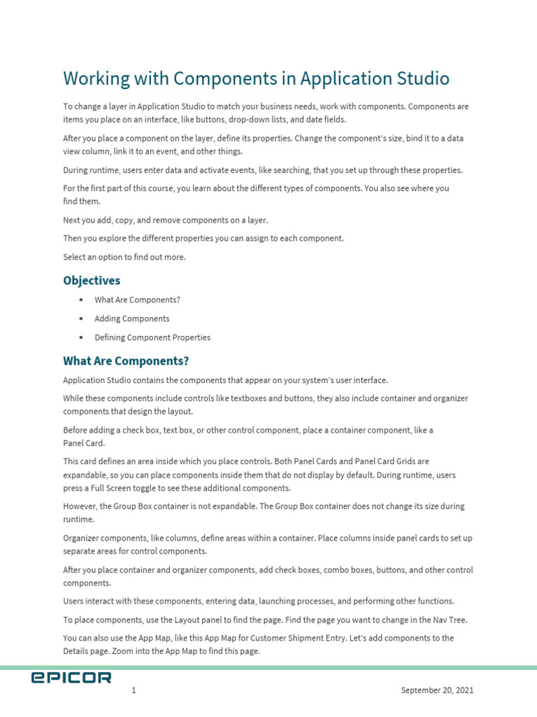 1.Working With Components in Application Studio_Transcript_2 | PDF