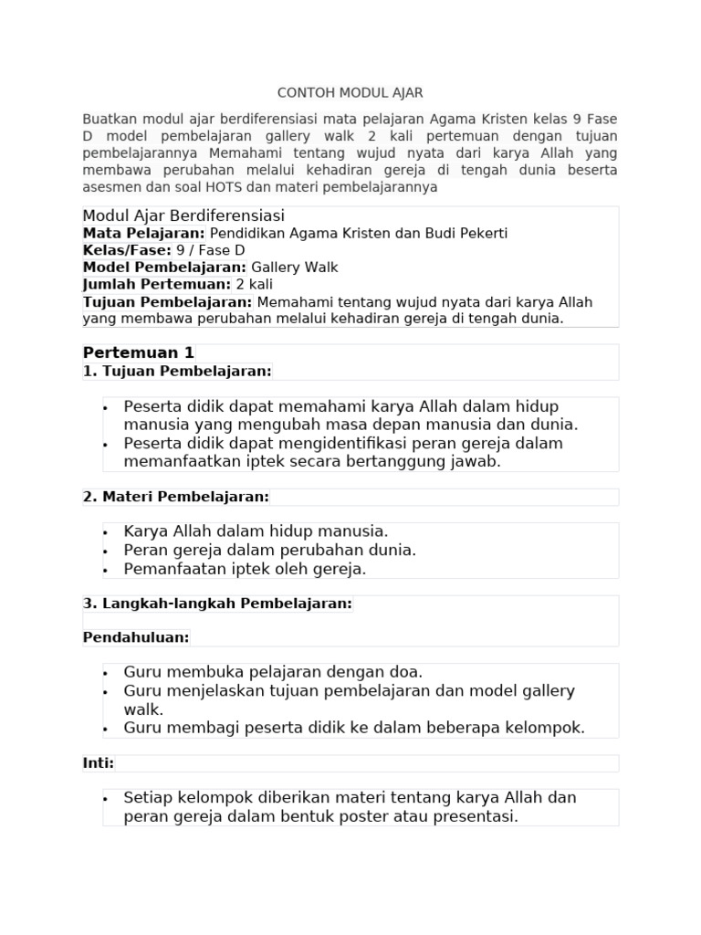 Contoh Modul Ajar | PDF
