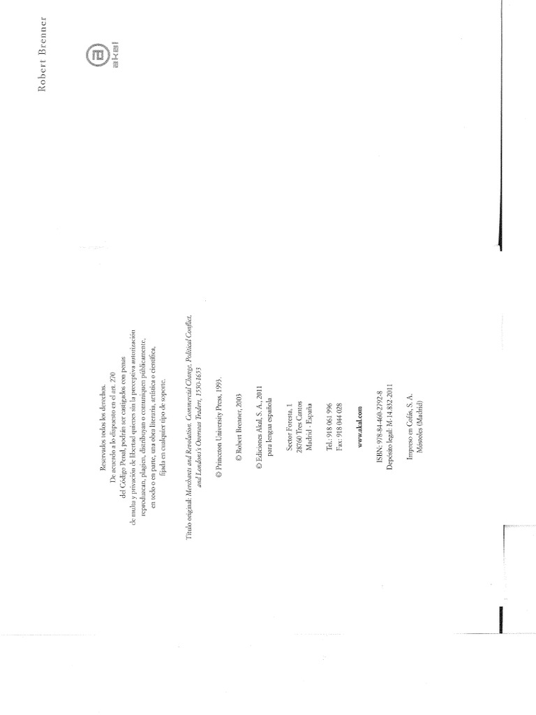 027a - BRENNER - Mercaderes y Revolucion | PDF