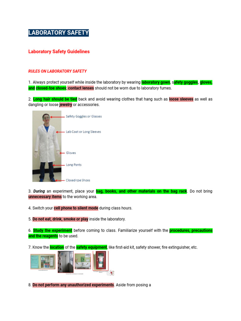 Laboratory Safety | PDF