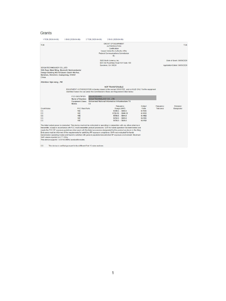 Certificado FCC RC DJI (Mini 2) | PDF