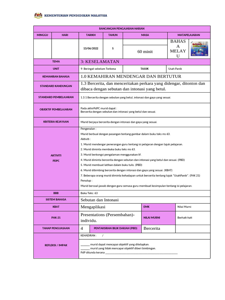 RPH BM THN 5-Unit 9 | PDF