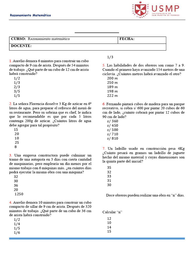 PRÁCTICA RM - Semana 6 | PDF