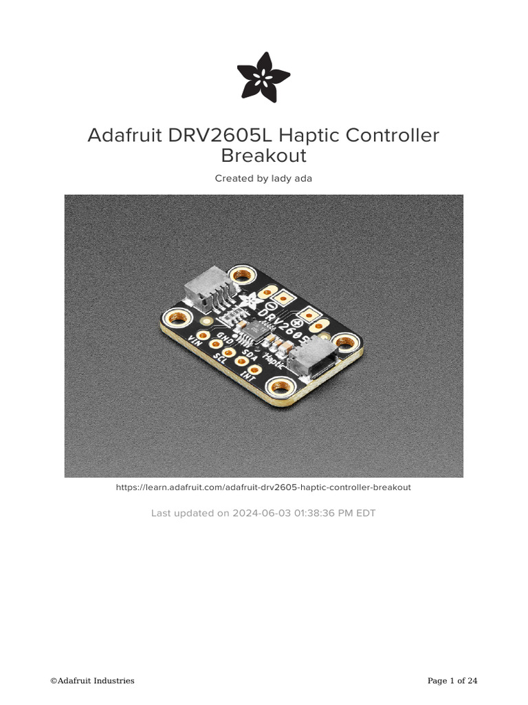 Adafruit drv2605 Haptic Controller Breakout | PDF