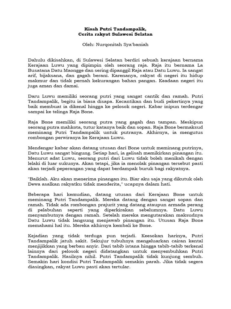 Kisah Putri Tandampalik | PDF