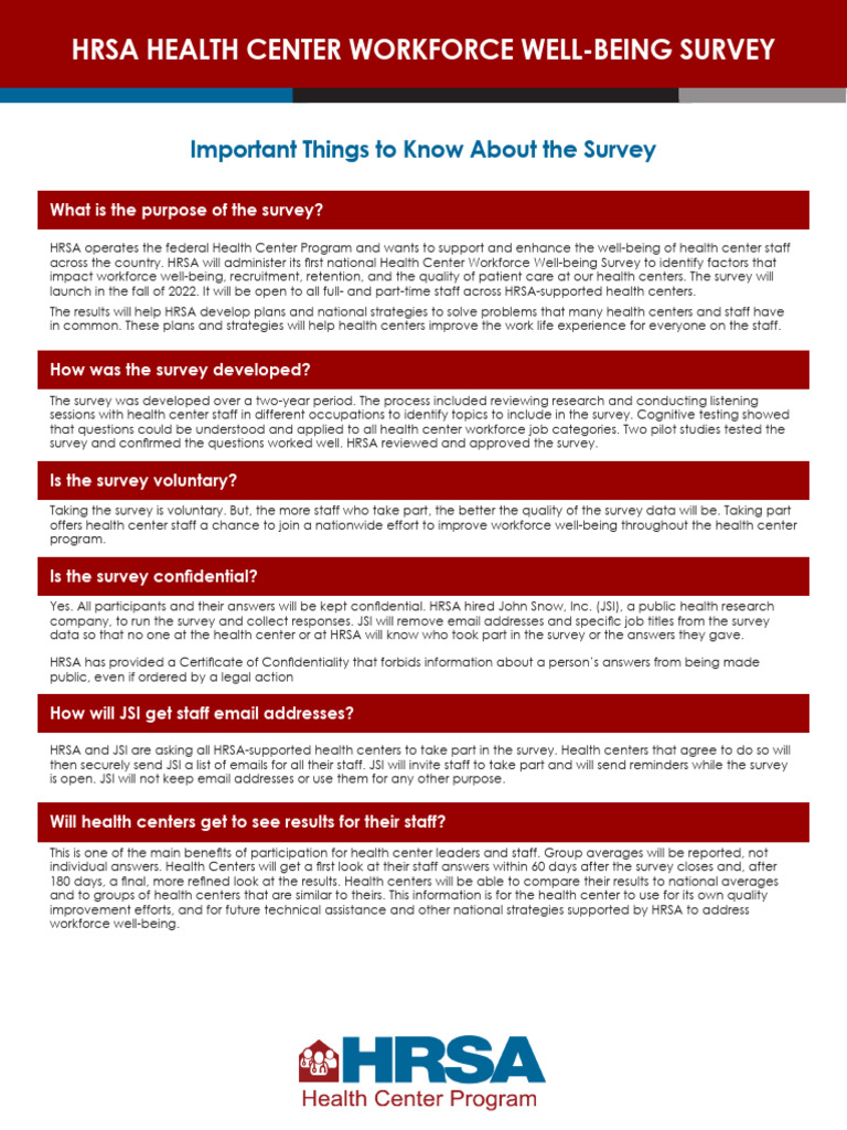 Health Center Workforce Well Being Survey English | PDF