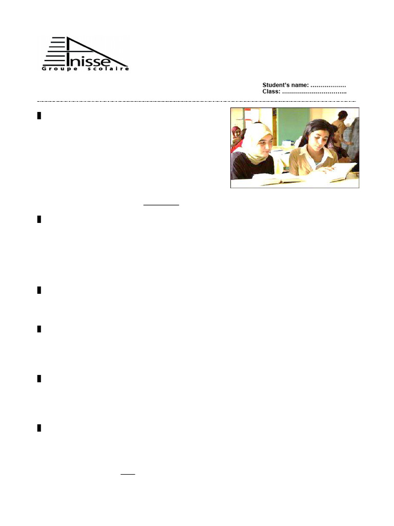 Test 3 Model 5 English 2 Bac First Term | PDF