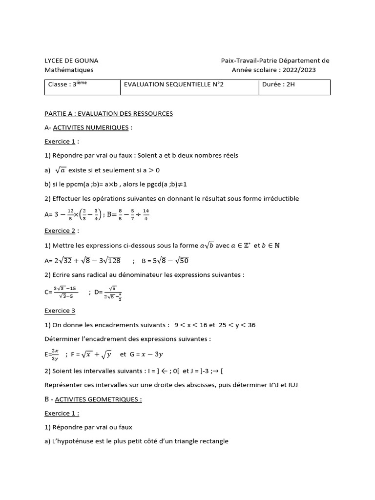Epreuve 3eme Sequence 2 Brouillon | PDF