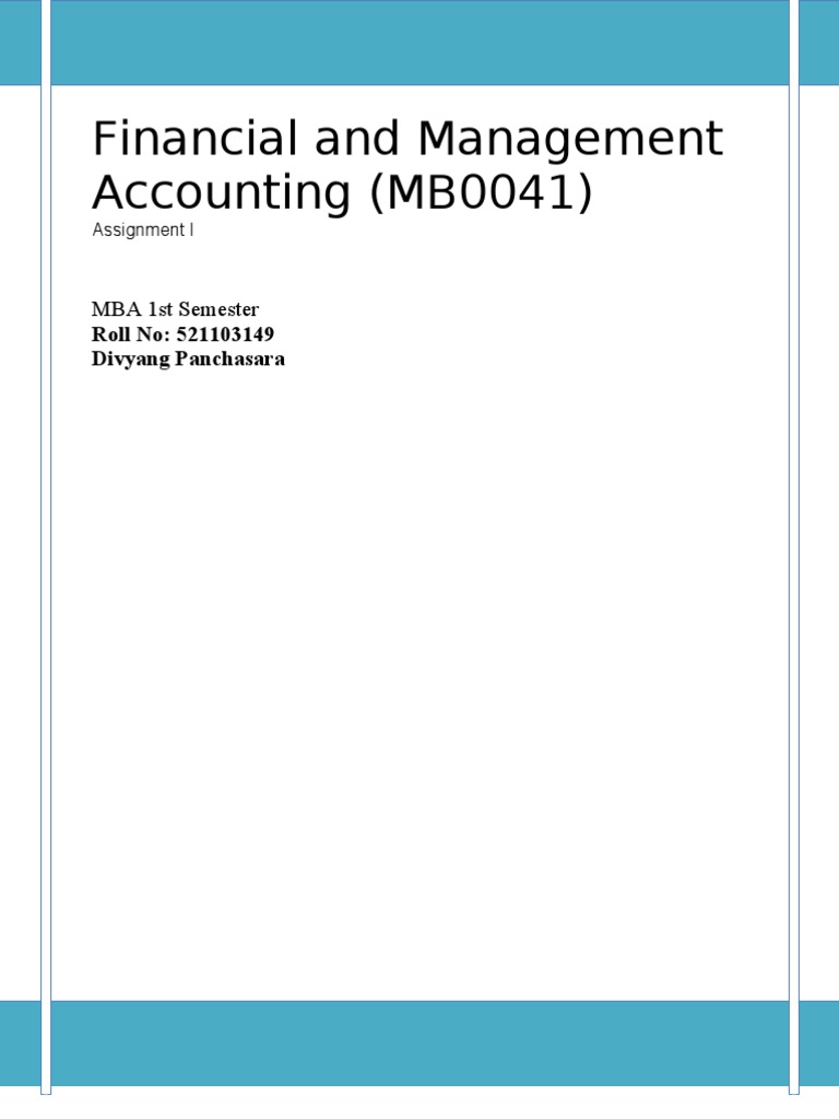MB0041 Financial and Management Accounting | PDF | International Financial Reporting Standards ...