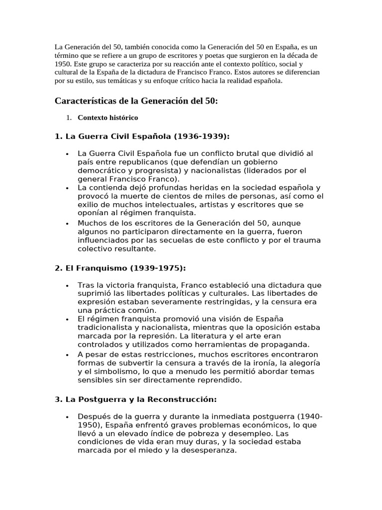 La Generación Del 50 | PDF