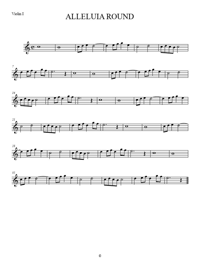 ALLELUIA ROUND Score Orquestal - Violin I | PDF