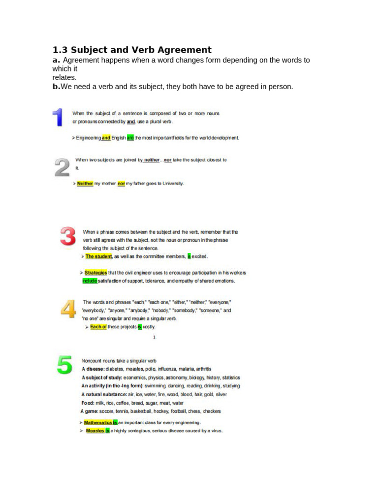 A03 Theory Verb Agreement | PDF