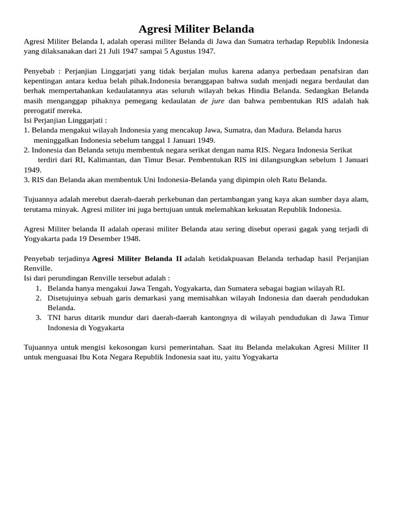 Agresi Militer Belanda | PDF