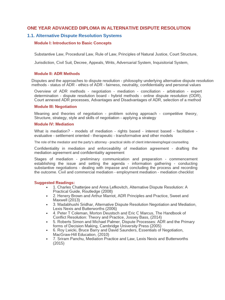 NALSAR ADR 1 Yr | PDF