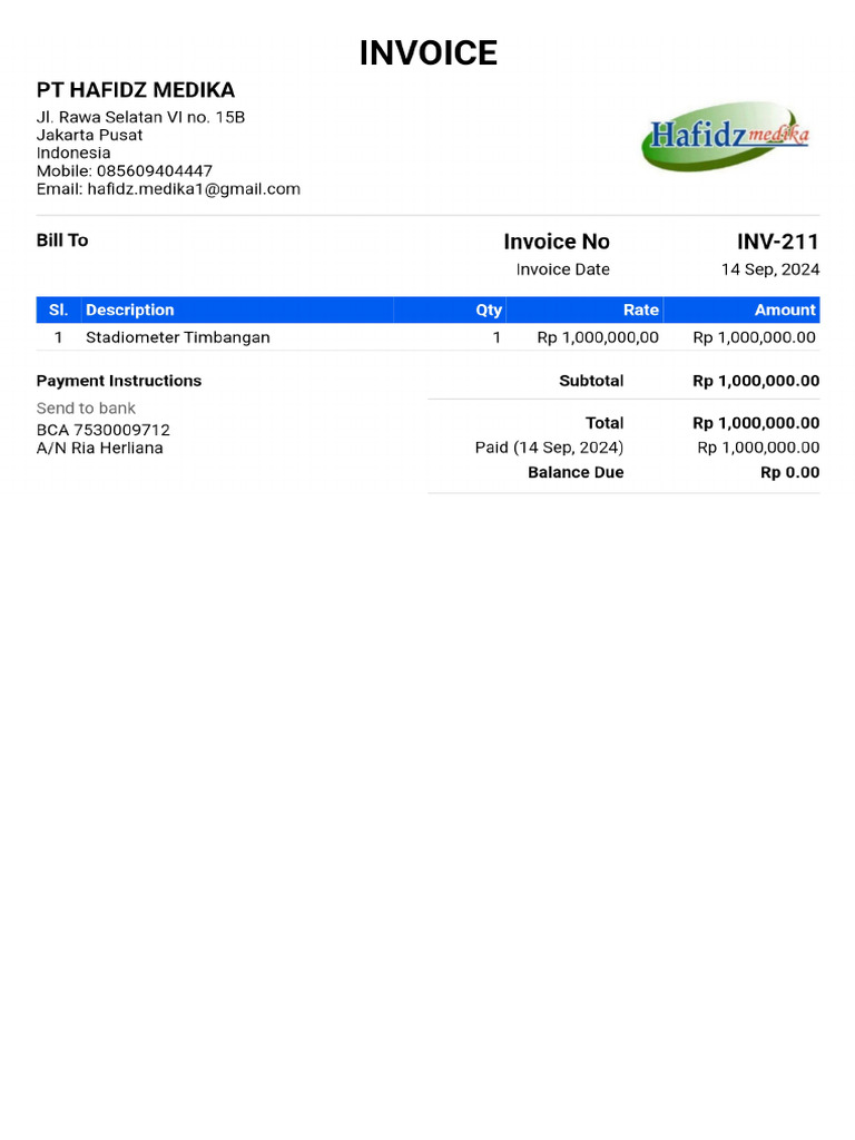 Invoice INV 211 | PDF
