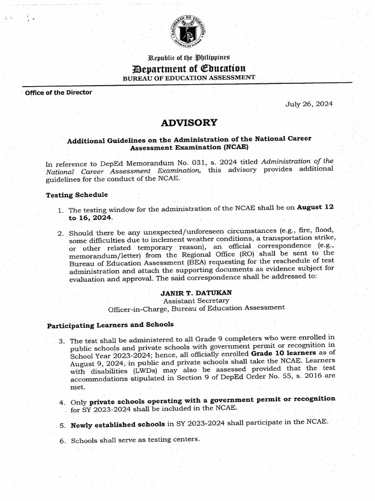 Advisory Guidelines On The Advisory of The Nca | PDF