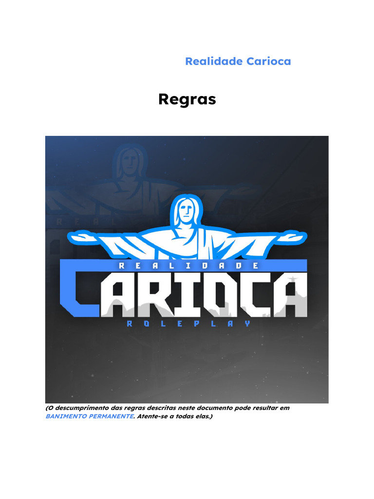 Realidade Carioca - Roleplay, em Caso de Descumprimento Das Pacivel de Ban | PDF