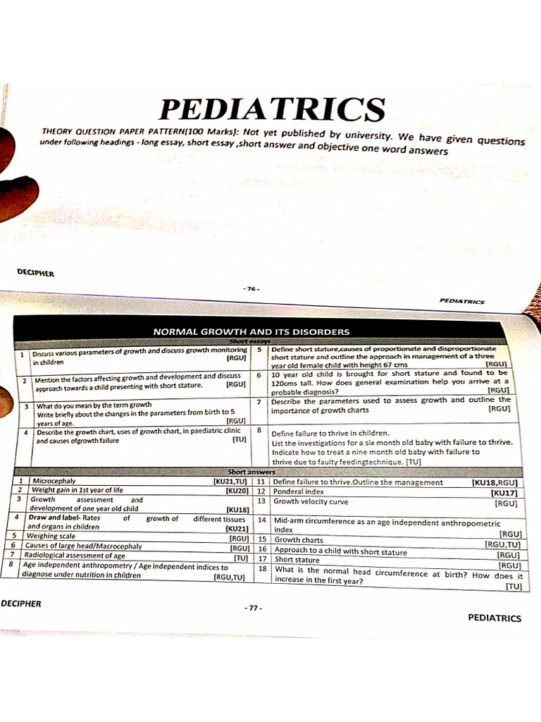 Pediatrics Decipher | PDF
