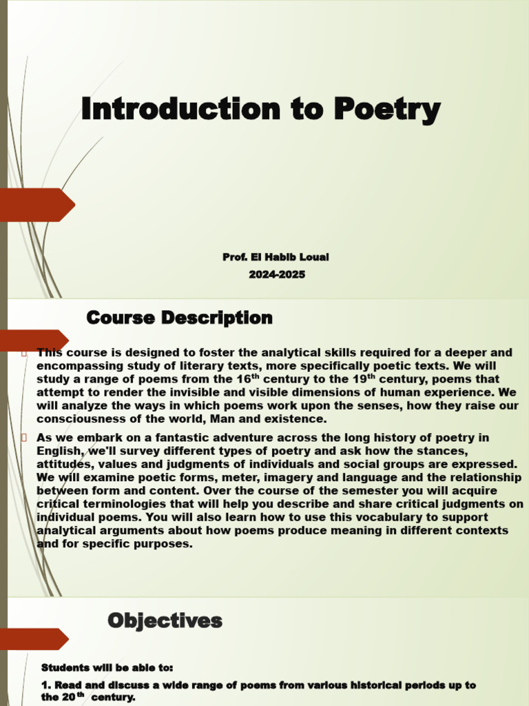 Introduction To Poetry Pres1 | PDF