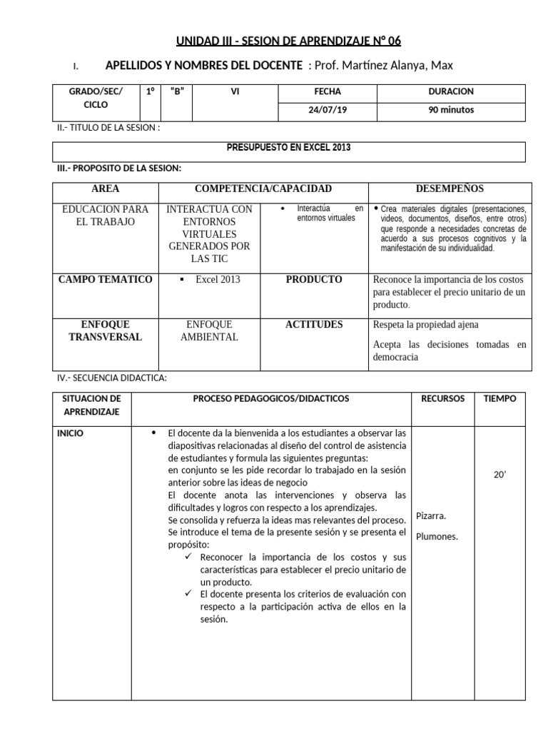 Ept1 U3 Sesion06 | PDF | Evaluación | Aprendizaje
