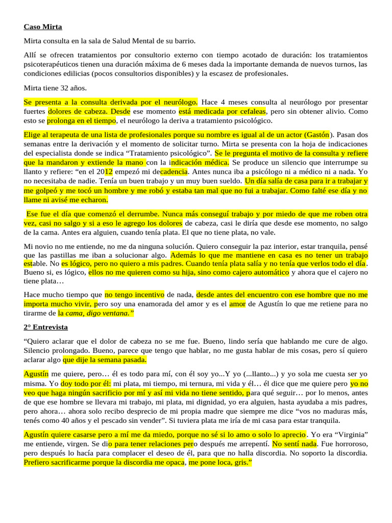 Caso Mirta - Clase N° 6 | PDF