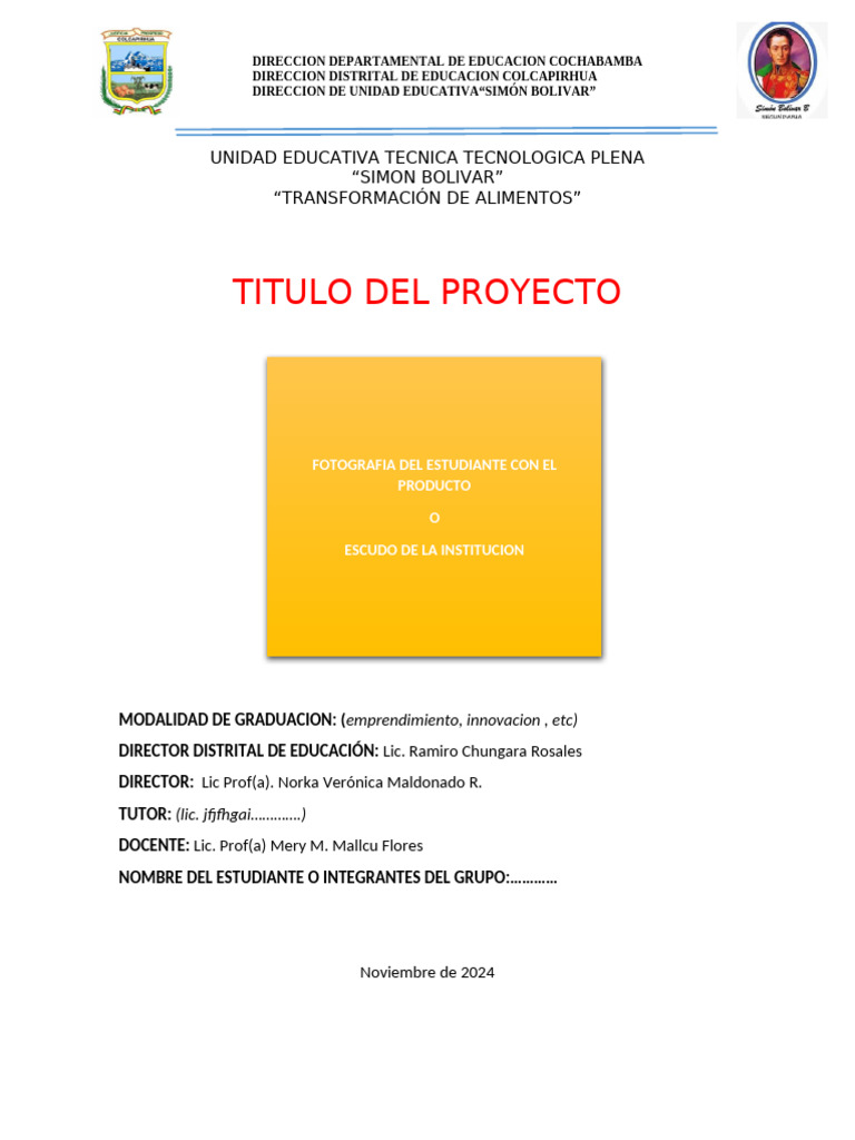 Caratula - Proyectos de Grado | PDF