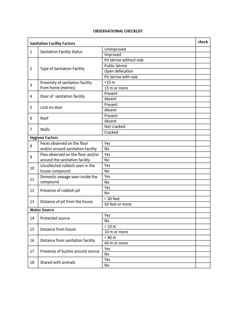 Observational Checklists | PDF