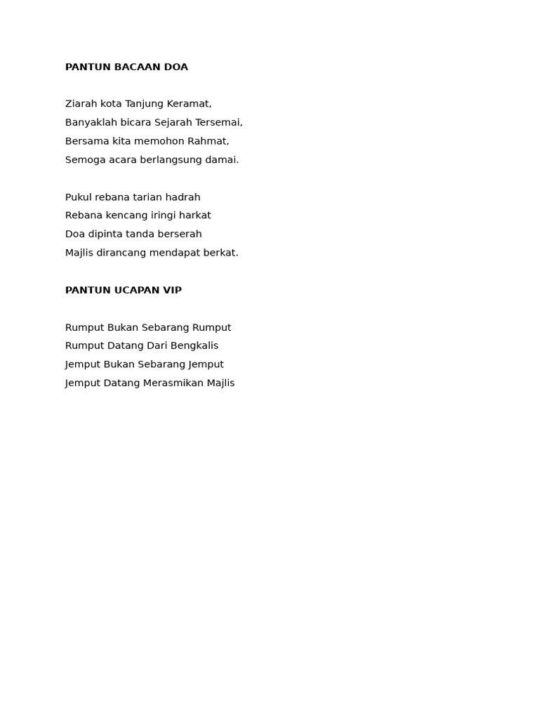 Pantun Bacaan Doa | PDF