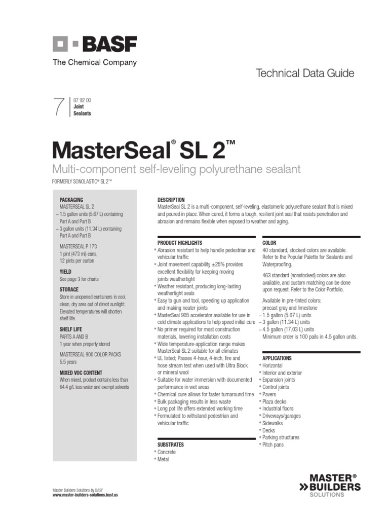 Basf Masterseal SL 2 Tds | PDF