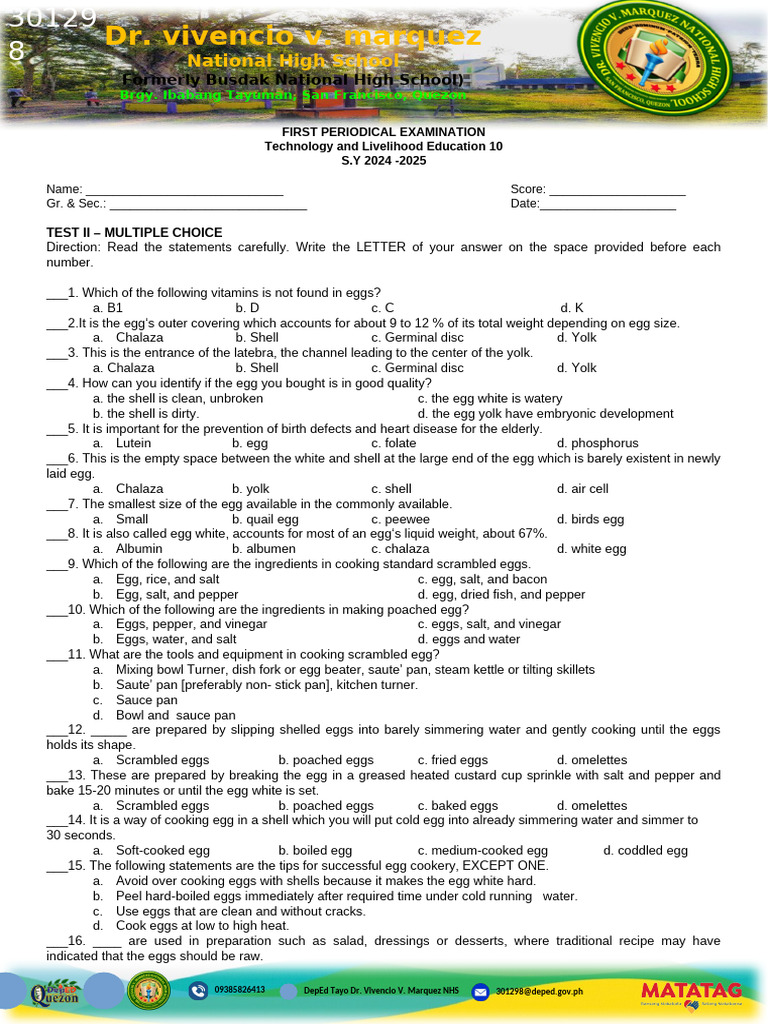 Tle 10 Q1 - Exam | PDF