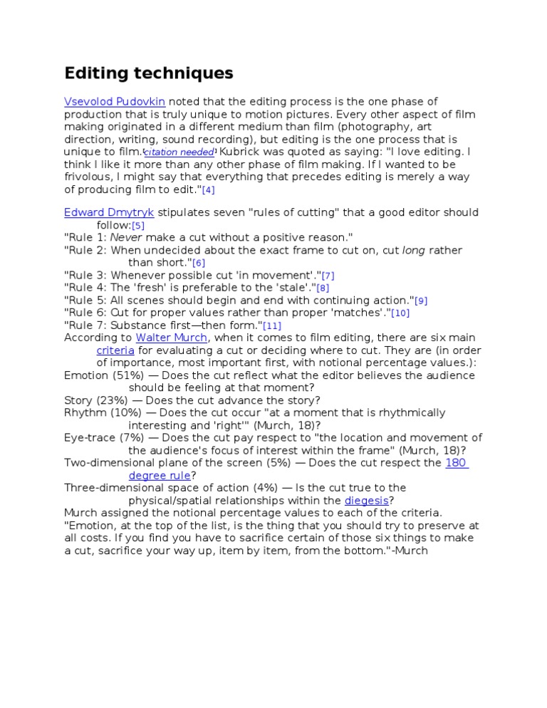 Essential Film Editing Techniques | PDF | Games & Activities ...
